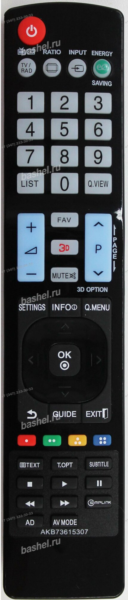LG AKB73615307 3D LED LCD TV, Пульт ДУ