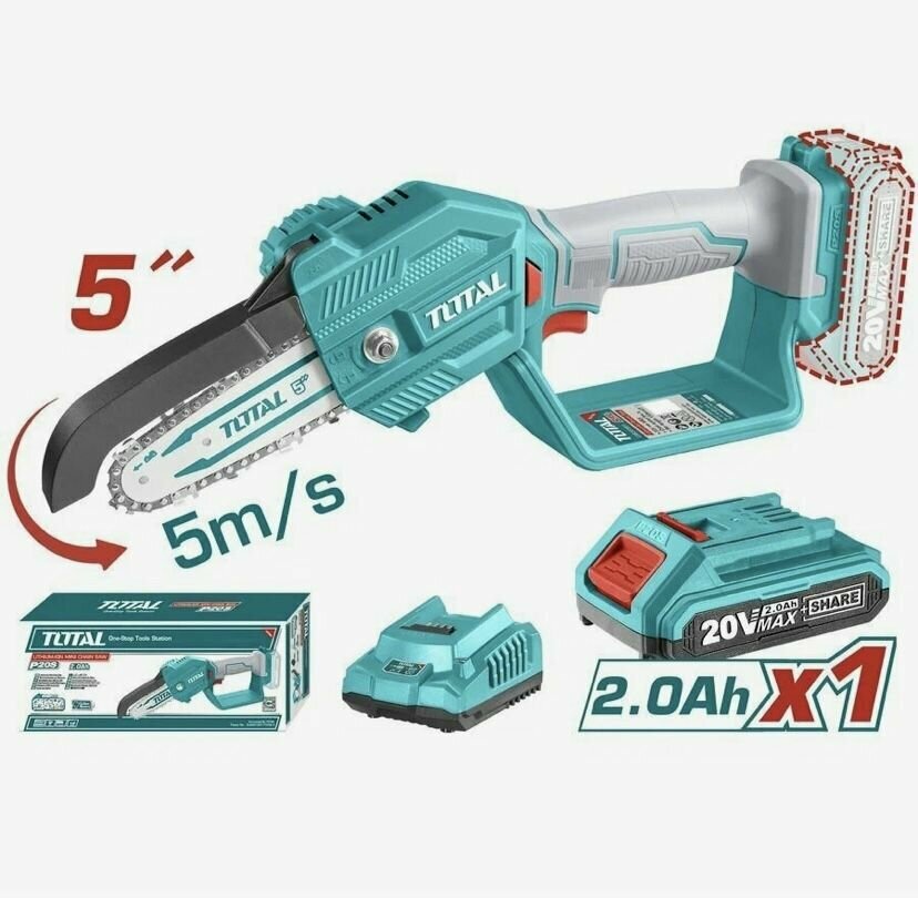 Аккумуляторная мини цепная пила TOTAL TGSLI20581