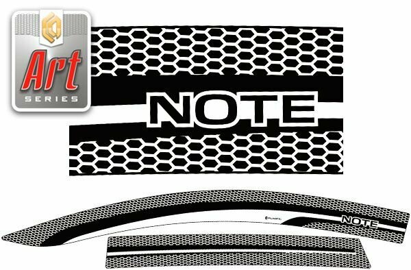 Дефлекторы боковых окон Nissan Note 2008-2012 E-11 правый руль Серия Art черная