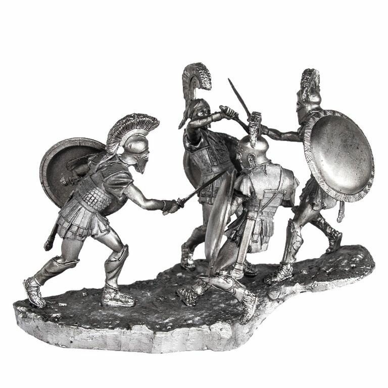 Оловянная миниатюра Битва Спарты и Афины 54 мм масштаб (высота воинов 6-7 см) Коллекционный набор солдатиков