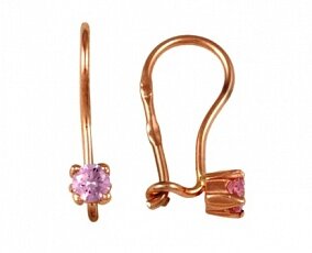 Серьги, красное золото, 585 проба, фианит