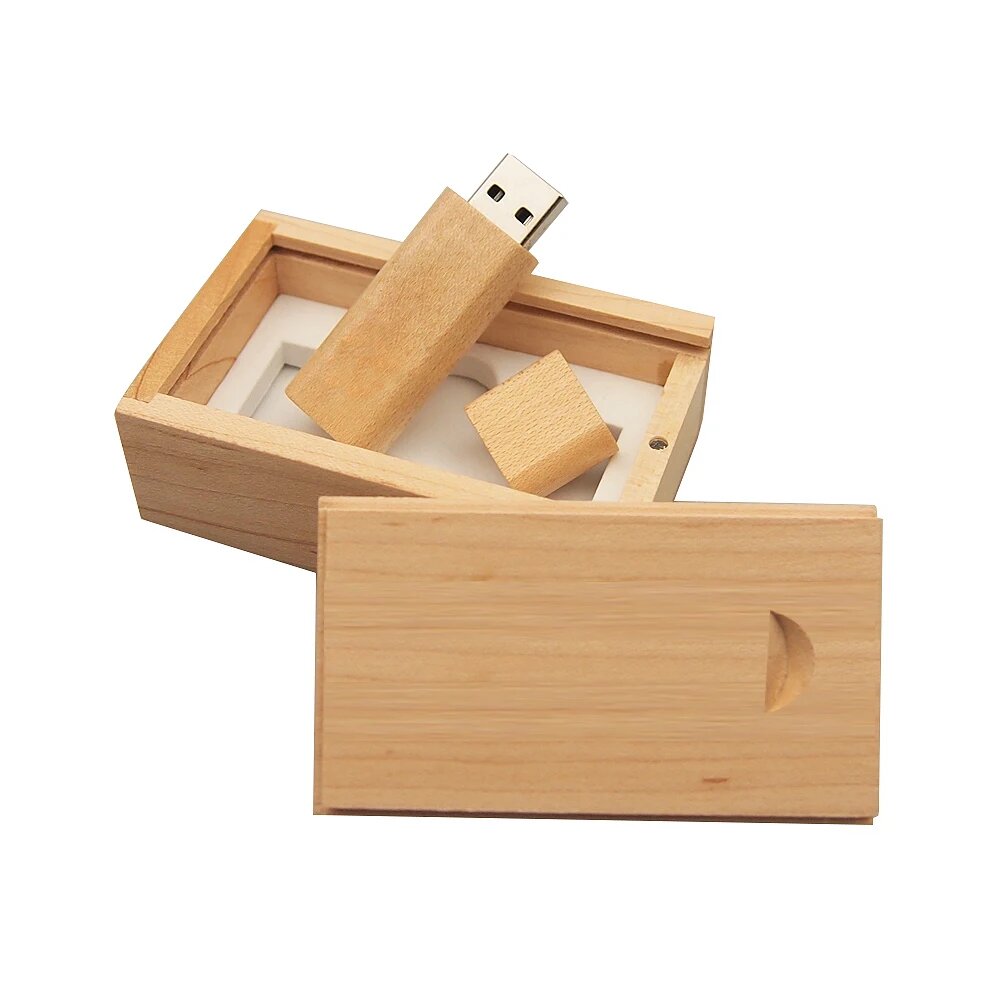 Деревянный флэш-накопитель fivestarsbuy USB Flash Drive 128 ГБ 32 ГБ, Maple wood with box