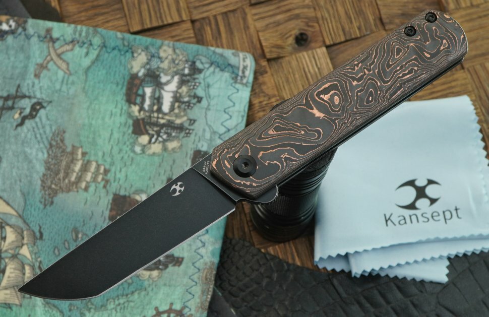 Складной нож Kansept Knives Foosa, сталь CPM S35VN, рукоять медный карбон