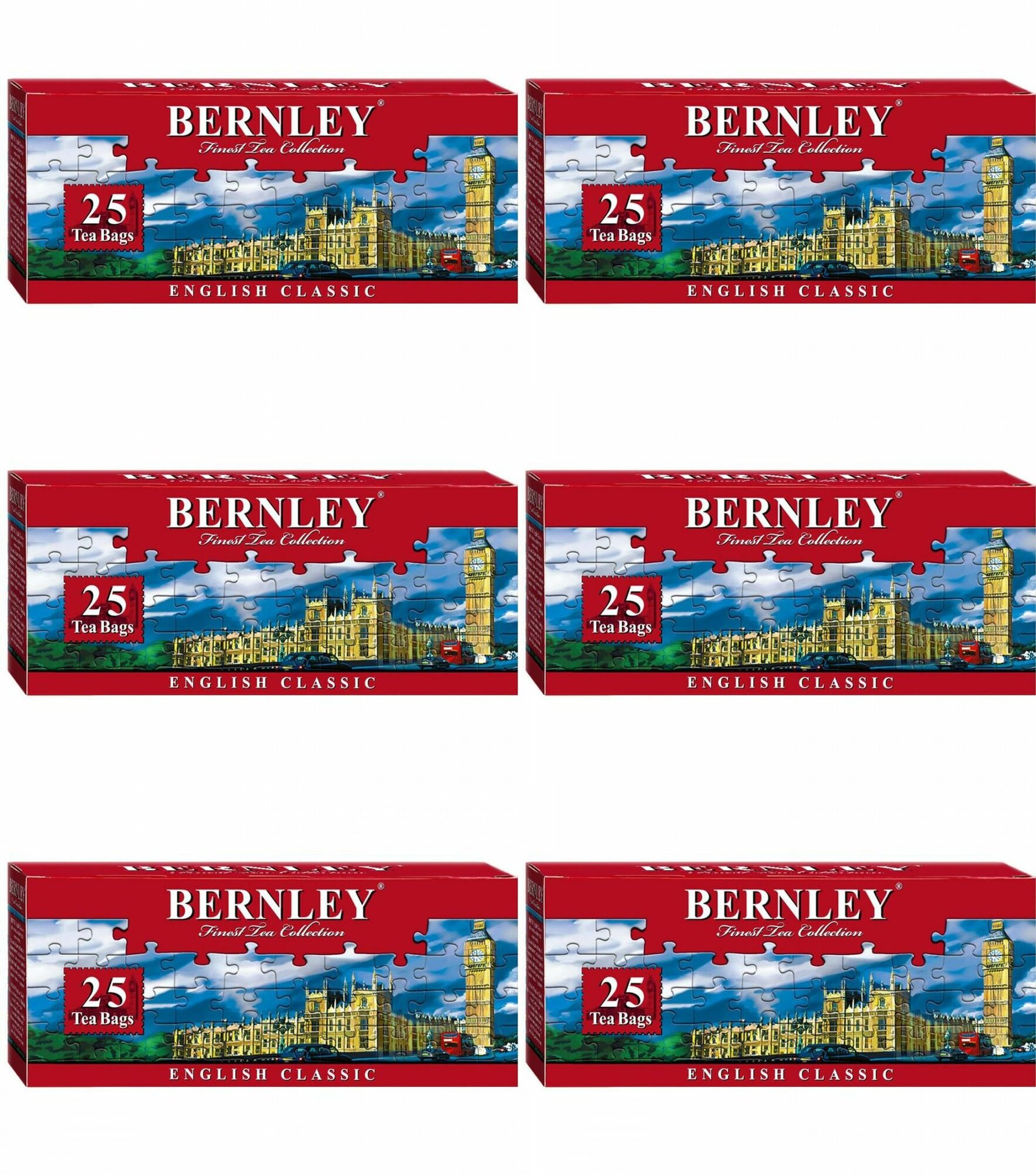 Bernley Чай черный English Classic, 25 пакетиков 2 г, 6 уп