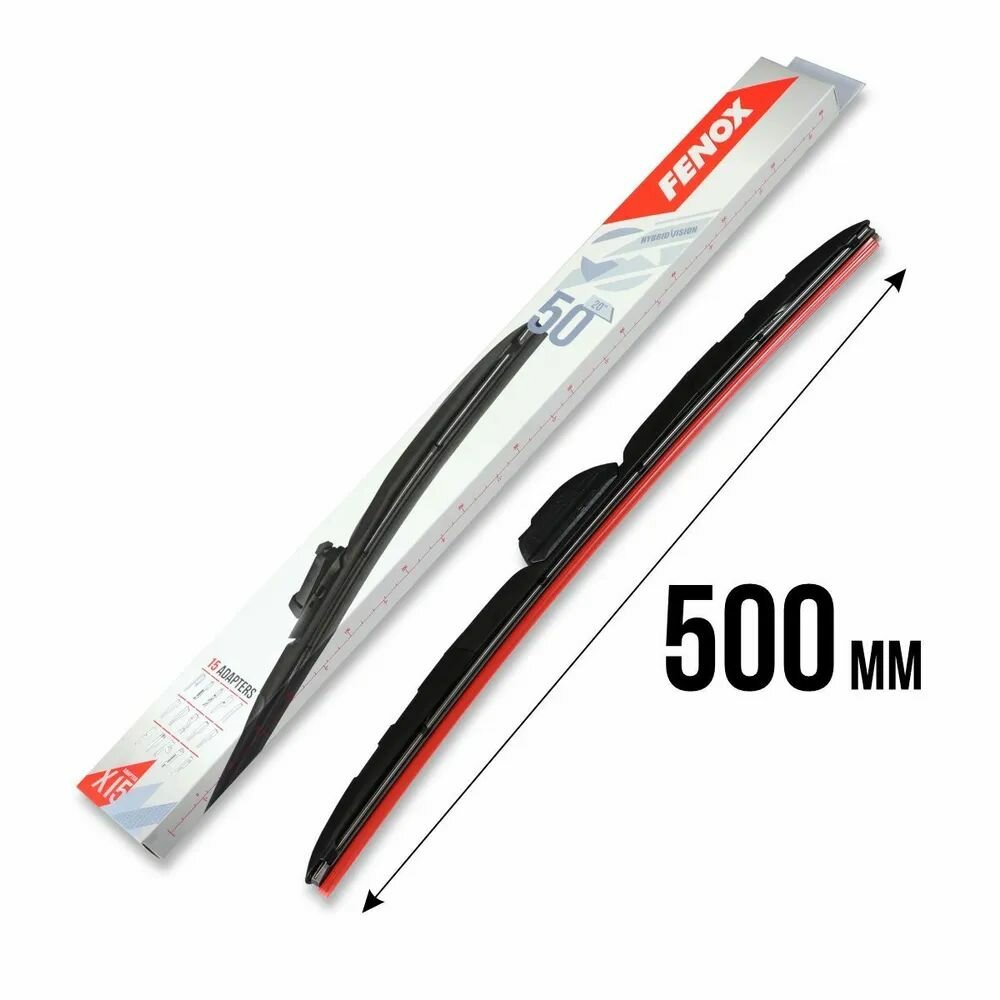 Щетка стеклоочистителя гибридная FENOX WB50240, Hybrid Vision, 500 мм, для FORD, NISSAN, RENAULT, LADA, LAND ROVER