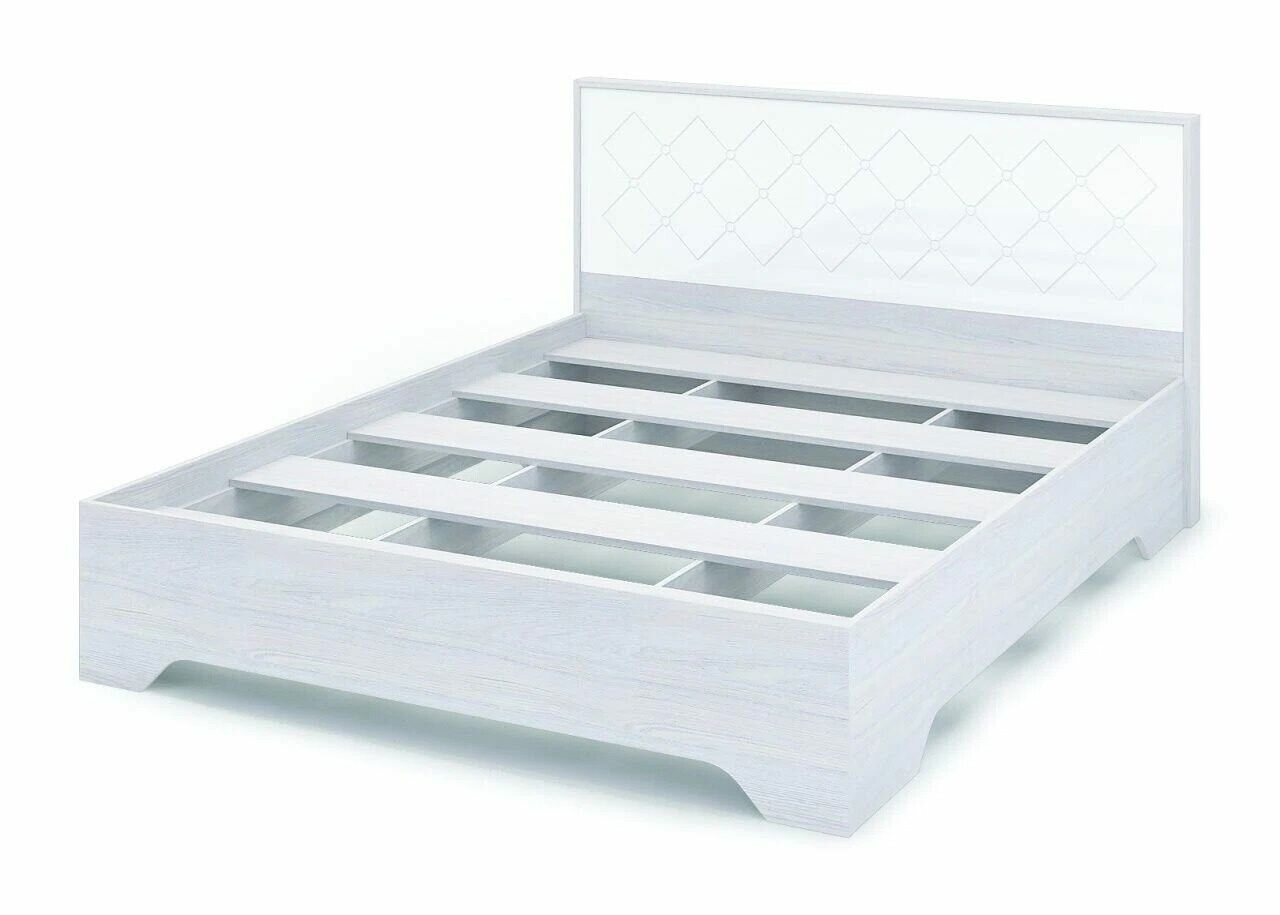 Кровать двуспальная КР 021 «Сальма» 140х200, анкор/белый глянец (1482х2136х970)