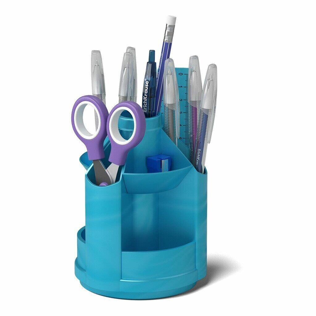 Подставка органайзер с наполнением 11 предметов "Mini Desk. Ice Metallic" голубая