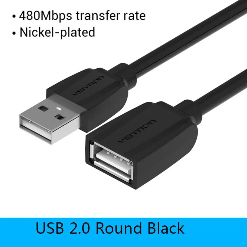 Удлинитель USB 3.0 Vention 1,5 м, USB 2.0 Black A44