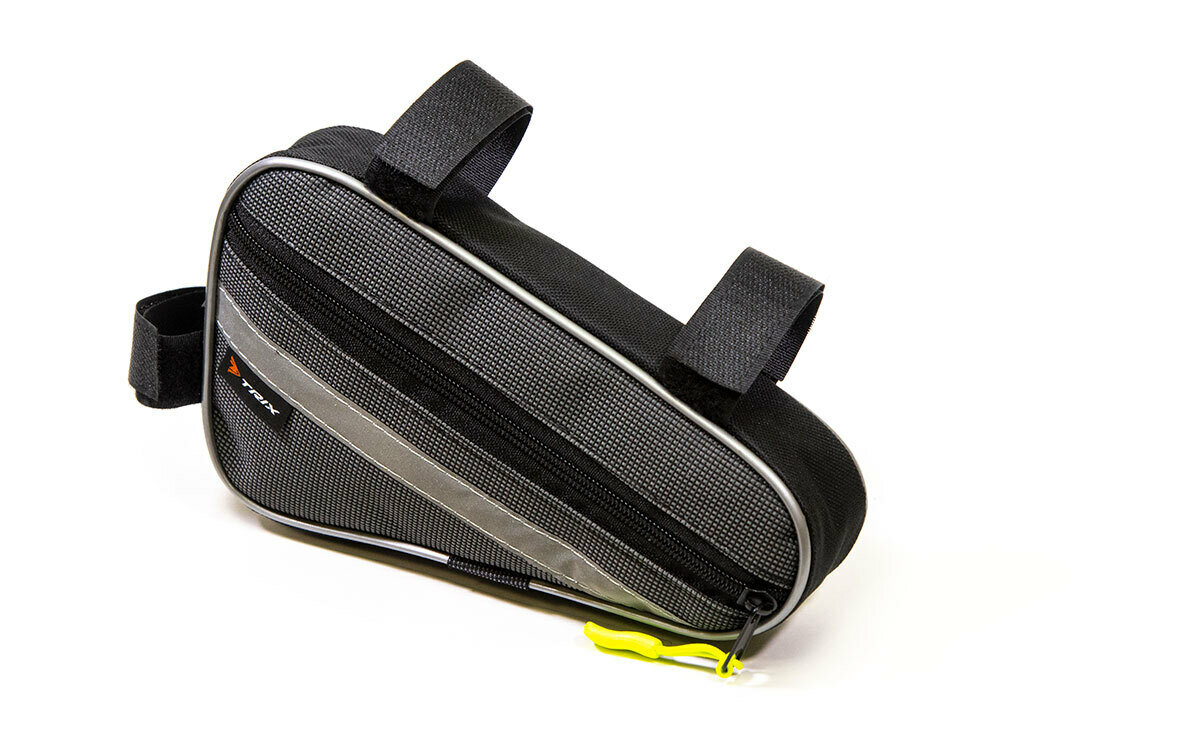 Сумка велосипедная TRIX под раму за подседел. трубу, малая, 22х12х4см, водонепроницаемая, светоотражающие вставки, серая