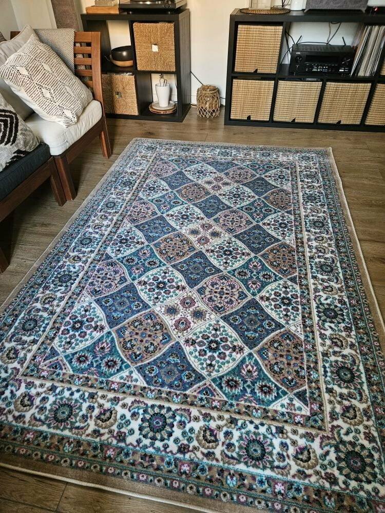 Ковер на пол в гостиную в спальню 150х230 см бежевый абстракция лофт модерн ворс 8 мм 397564