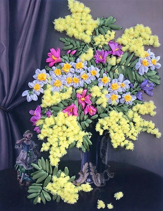 Набор для вышивания FeDi #ЛП3426 Мимоза, Вышивка лентами, 24 х 31 см