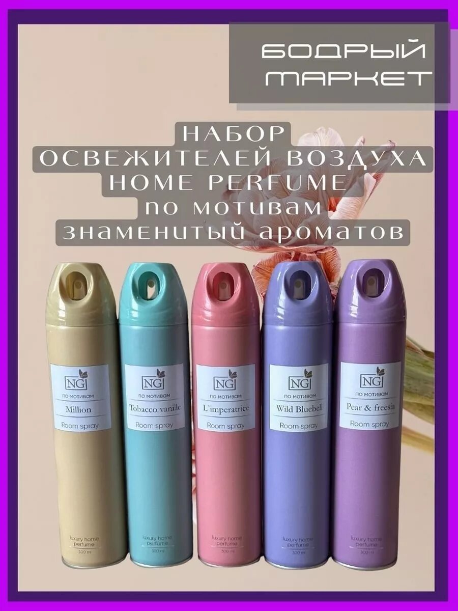 Набор Освежителей воздуха Home Perfume 5шт по 300мл