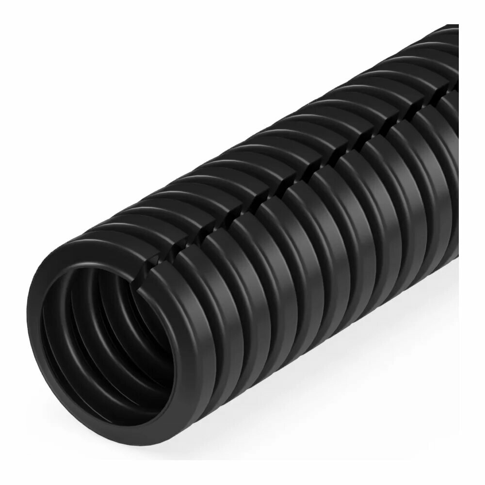 Промрукав труба гофрированная пп безгалогенная (hf)разрезная черн dвн9,8мм, dнар13,2мм 50м PR02.0302