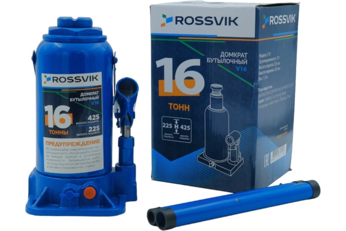 Rossvik Домкрат бутылочный, г/п 16,0т V16