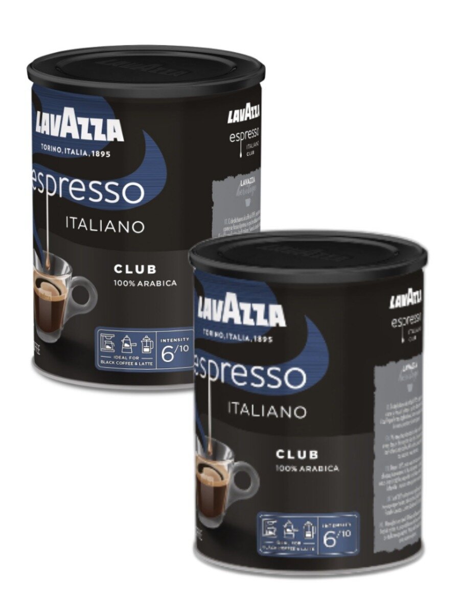 Кофе Lavazza Club, молотый, арабика, средняя обжарка, 500г, 2 упаковки