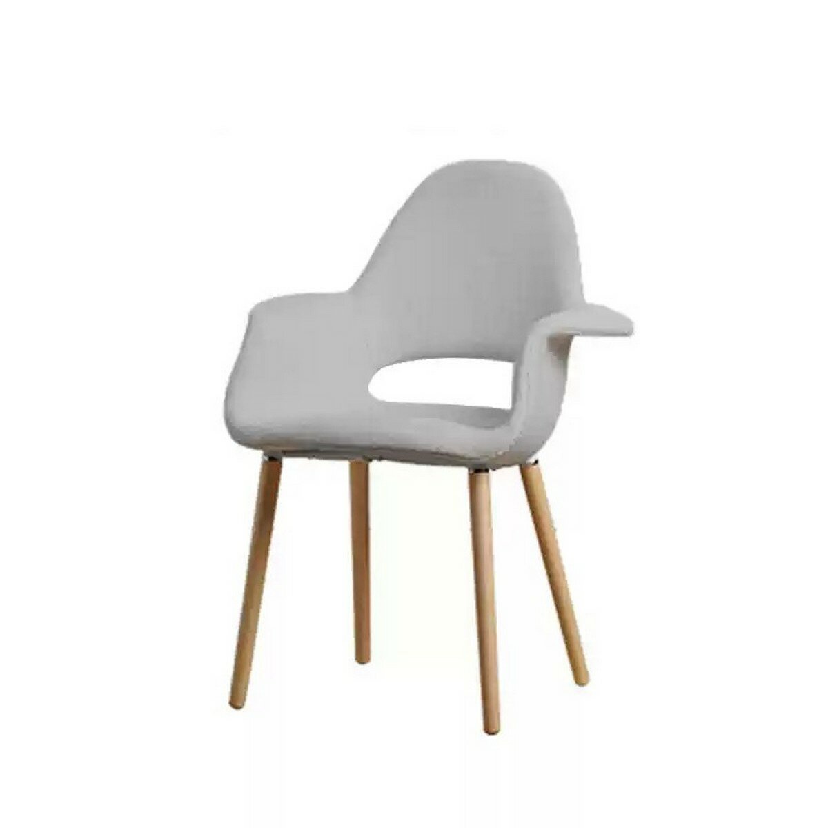 Стул Organic Chair Charles дизайн Eames & Eero Saarinen (светло-серый лен, ножки светлое дерево)