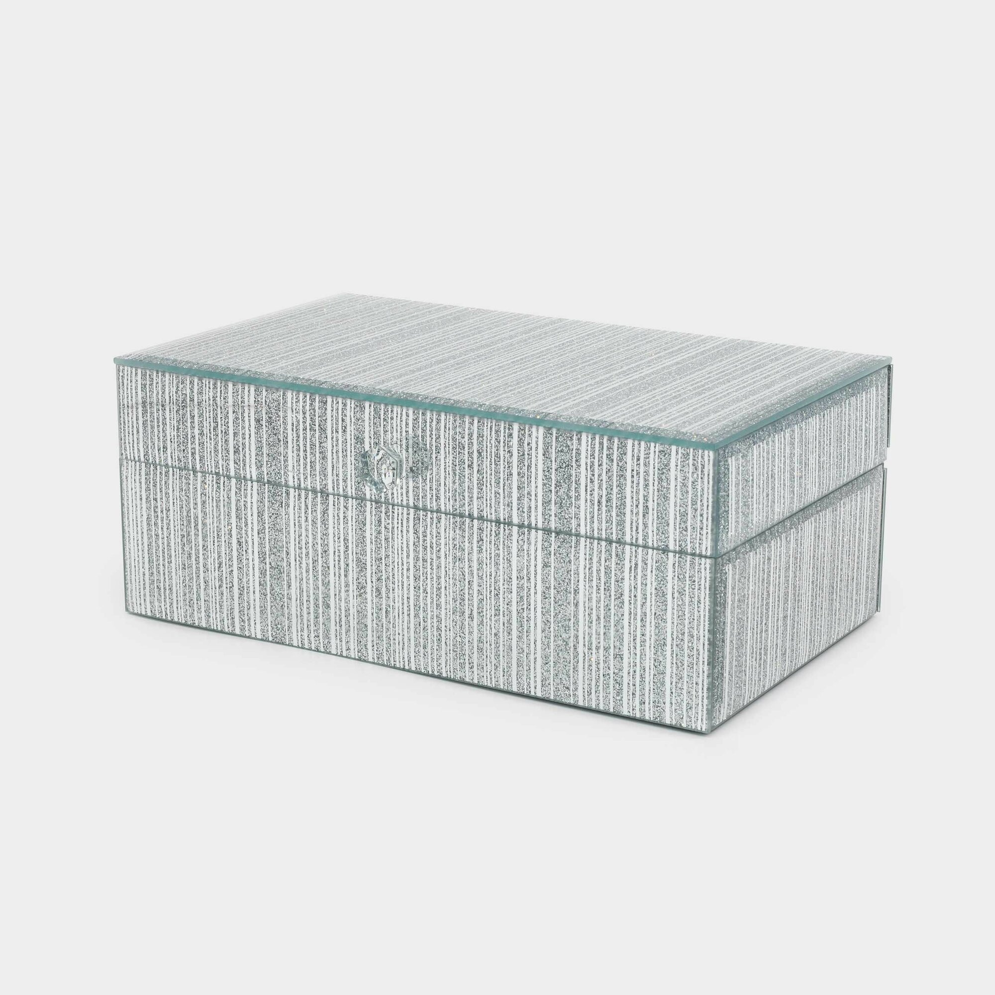 Шкатулка для украшений, 21х13 см, стекло, серебристая, Полосы, Actress