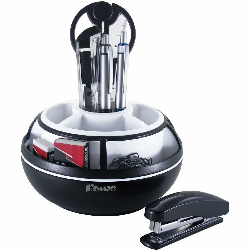 Комус Набор настольный, канцелярский, 10 предметов, черно-белый