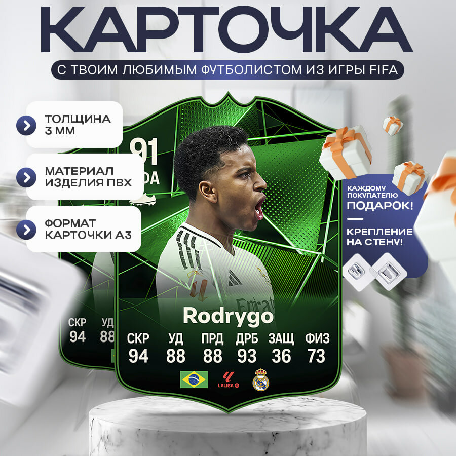 Карточка фифа с футболистом Rodrygo 91 A3