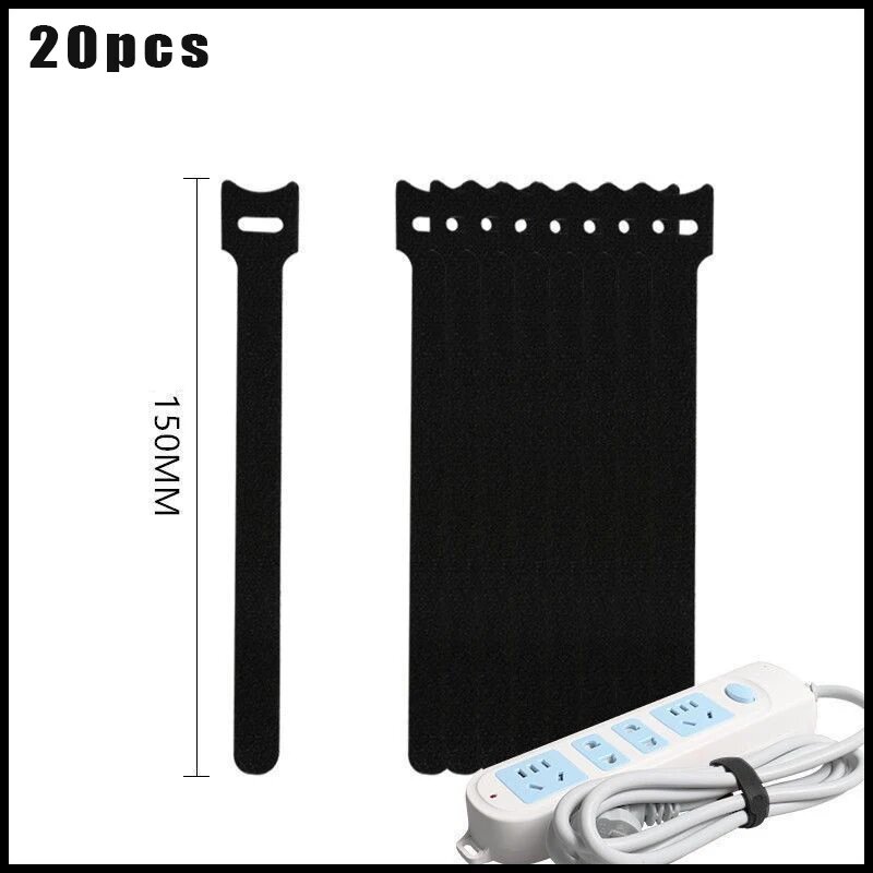 Многоразовые нейлоновые T-образные кабель стяжки black 20pcs