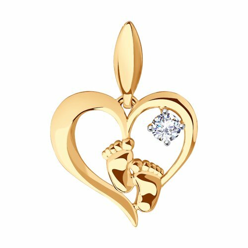 Подвеска The Jeweller, красное золото, 375 проба, фианит