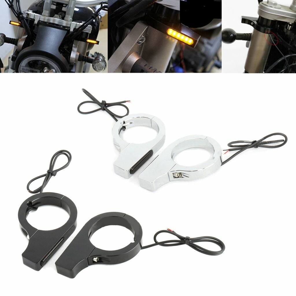 Фары мотоцикла, Модификация амортизаторов с LED сигнальными огнями, подходит для H L - черный - 38 до 41 мм, 1 пара