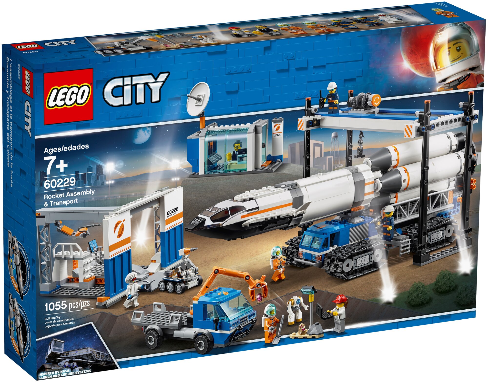Конструктор LEGO City 60229 Площадка для сборки и транспорт для перевозки ракеты, 1055 дет.