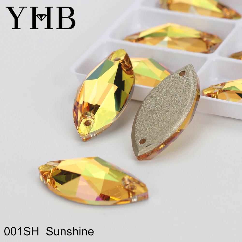 Стразы YHB Navette, 6мм/12мм, Sunshine, 72шт