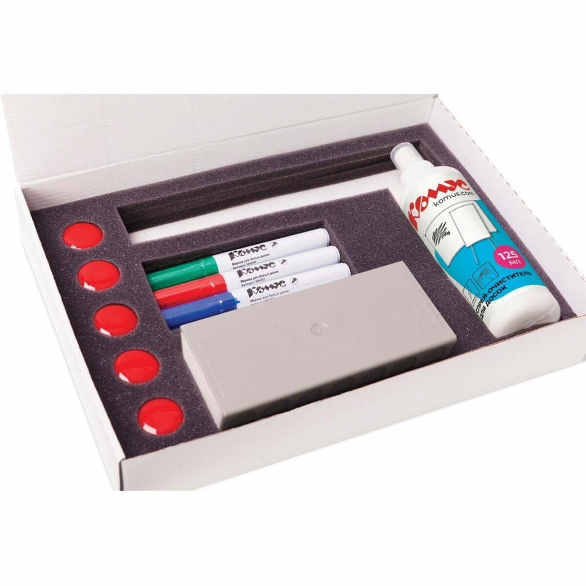 Набор принадлежностей для магнитно-маркерных досок Комус (5 предметов в наборе) (802246)