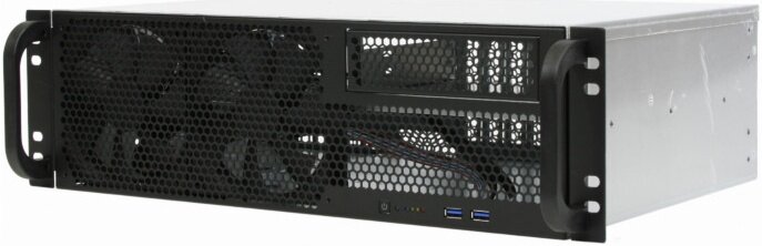 Procase Корпус 3U rear/front-access server case, черный, без блока питания, глубина 300мм, MB 12"x9.6" [RU330-B-0]