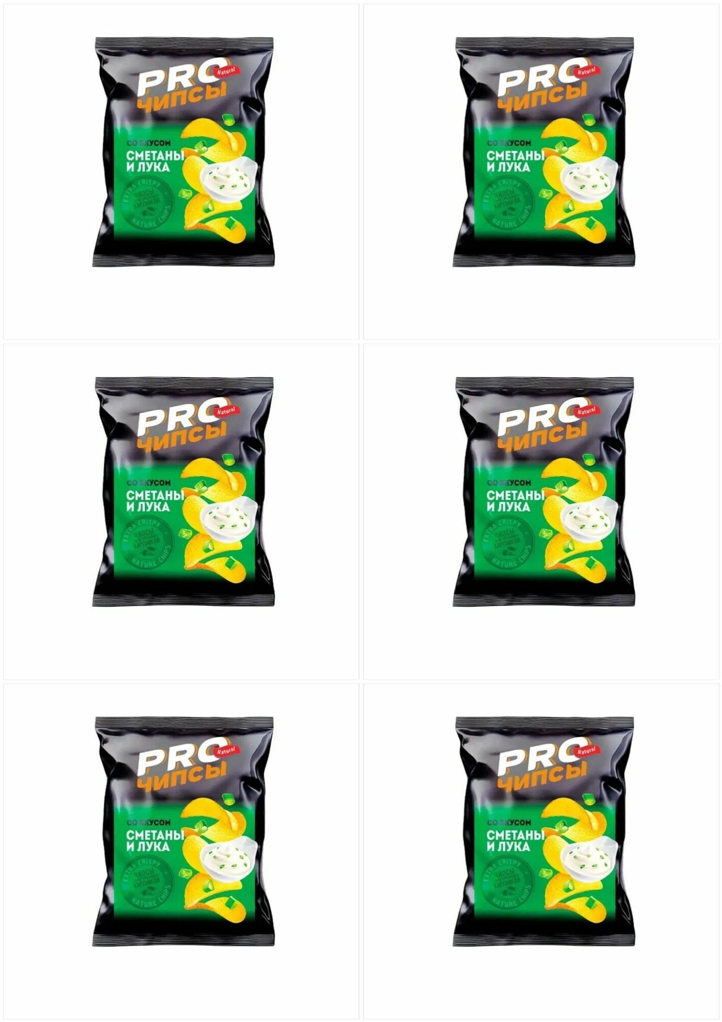 PRO-чипсы Чипсы, со вкусом сметаны и лука, 150 г - 6 шт