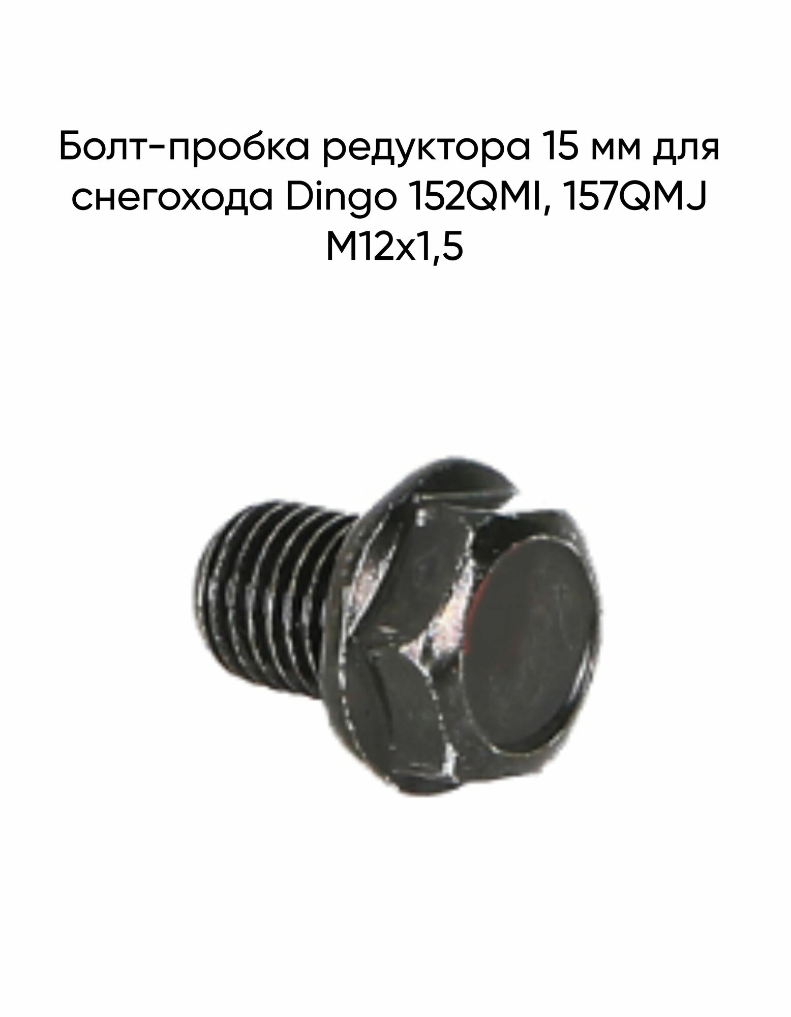 Болт-пробка редуктора 15 мм для снегохода Dingo 152QMI, 157QMJ М12х1,5