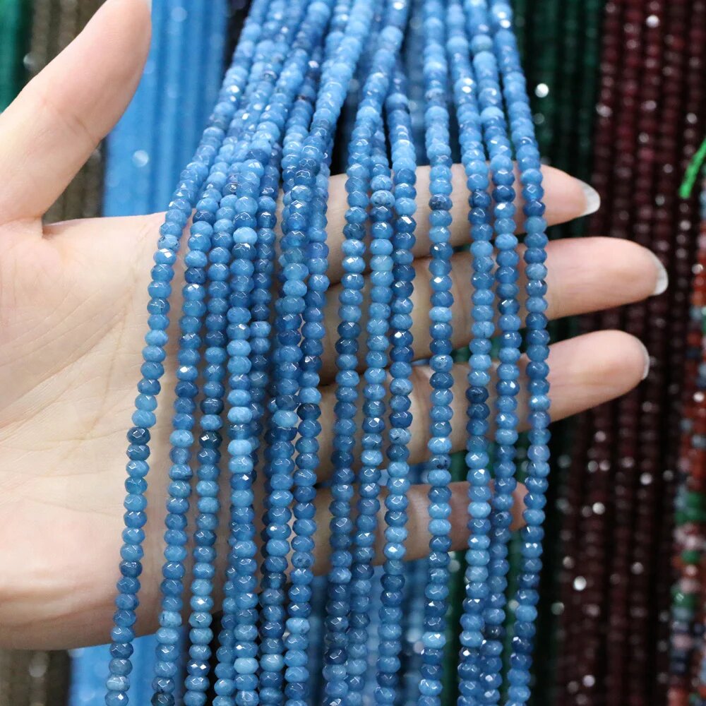 Бусины из натурального камня голубые 2х4 мм, Color-22