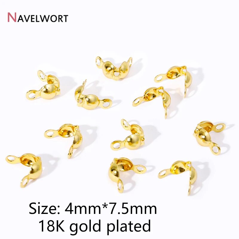 Калотты для бижутерии NAVELWORT латунные золотистые 3,2 мм/4 мм 30 шт 18K gold plated