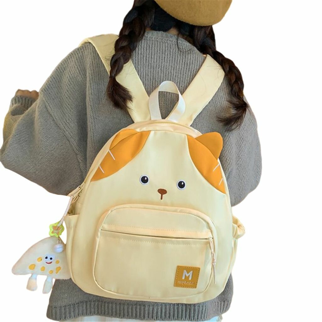 Рюкзак с милым мультяшным котенком-желтый