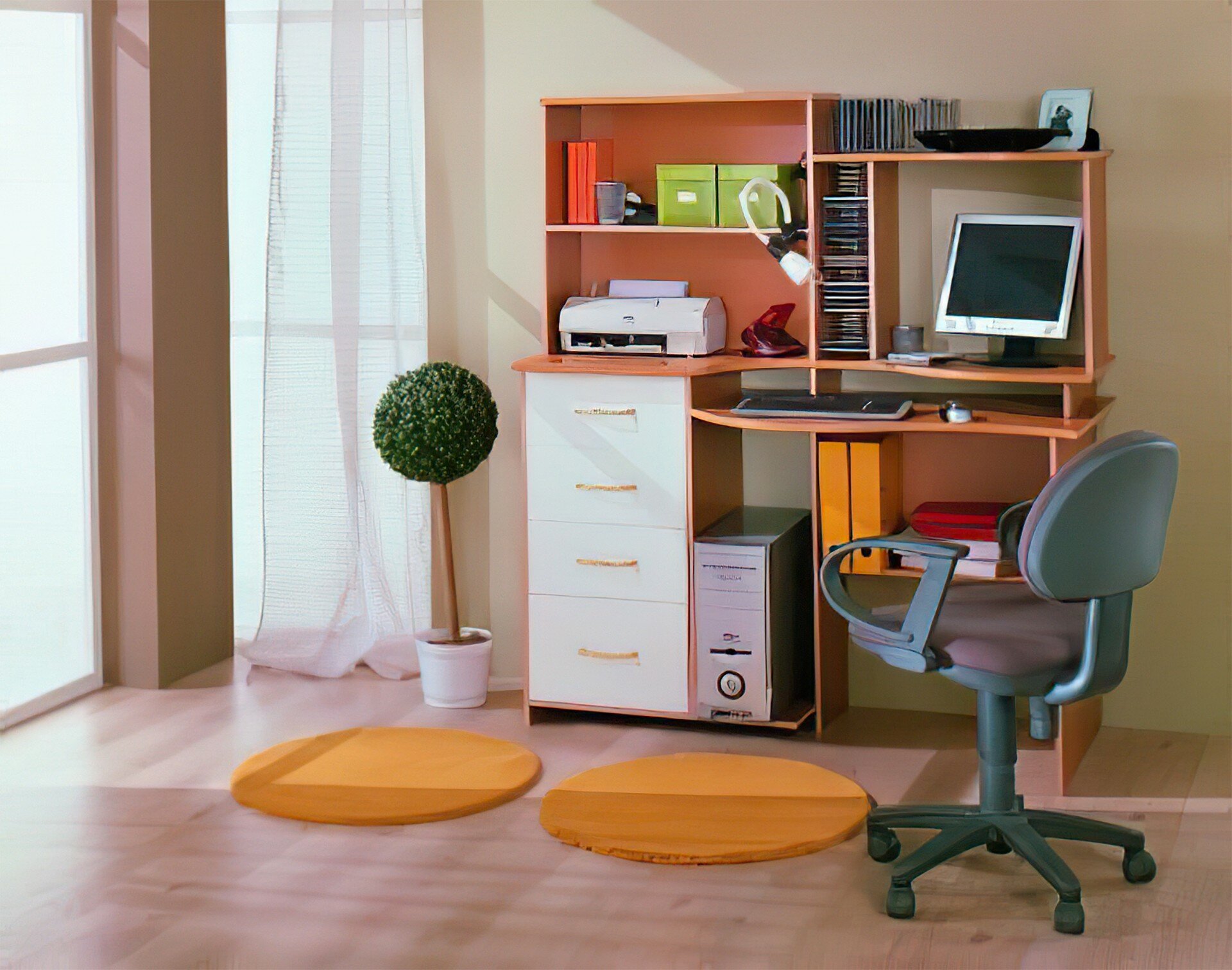 Компьютерный стол 3 Белый 101/ Вишня Оксфорд 88 140x65x155 см, белый, вишня оксфорд Дом мебели для вас