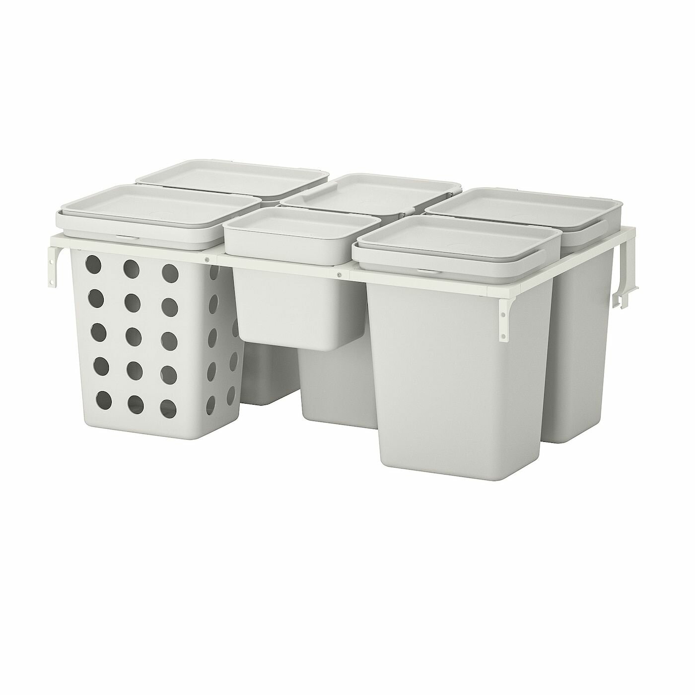 Решение для сортировки мусора IKEA HALLBAR 093.096.98, 53 л, для кухонных ящиков вентилируемые методы / светло-серый