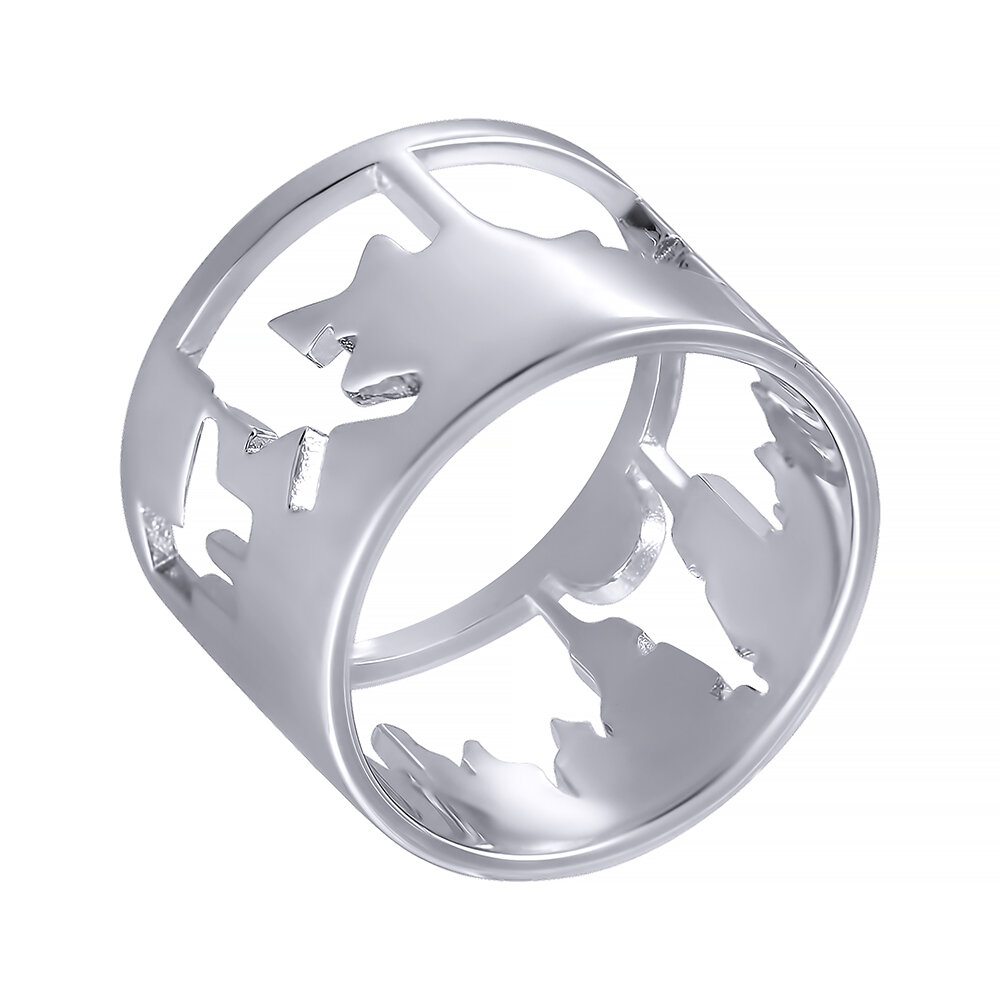 Кольцо широкое, серебро, 925 проба, родирование