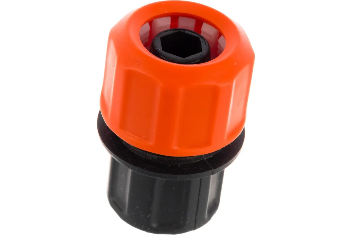 Зажим для шлангов Жук, цанговый, 1/2", пластик, черно-оранжевый