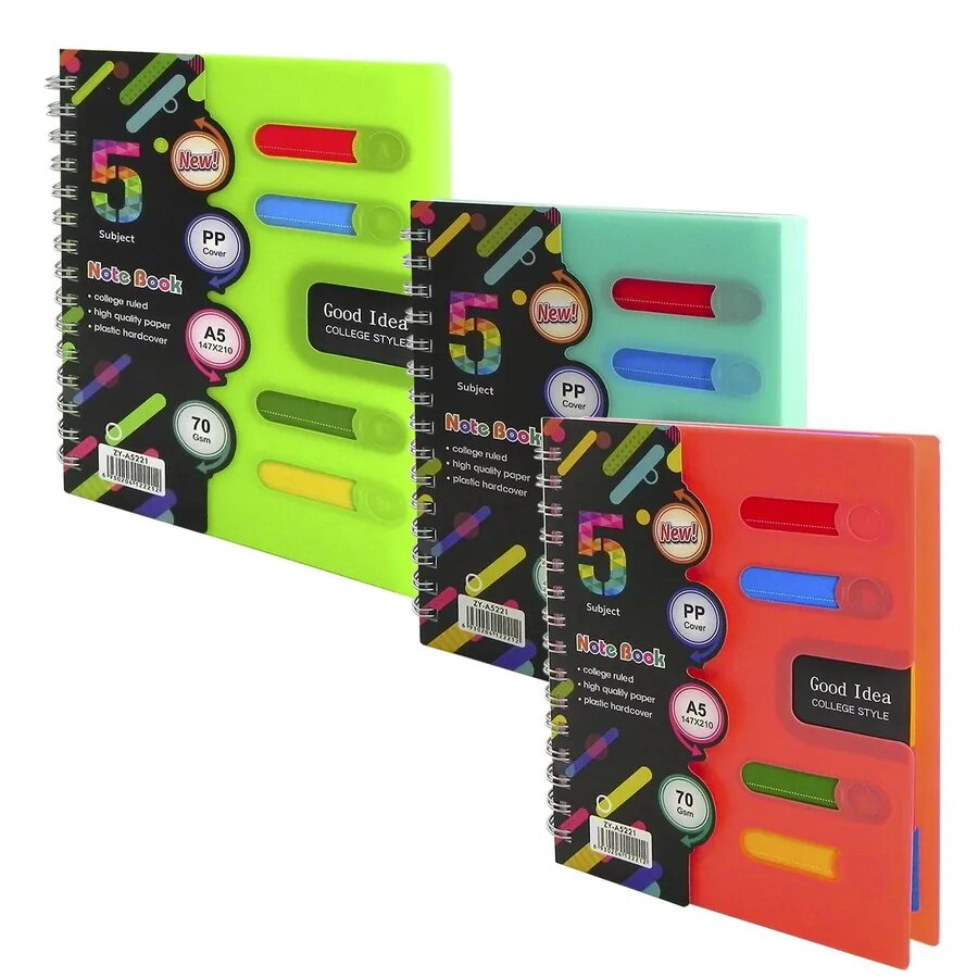 Тетрадь Alingar Good Idea, A5, твердая, коралловая, 120 листов, клетка,1шт.