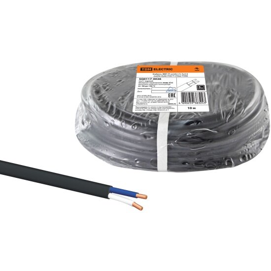 Кабель Tdm Electric ВВГ-П нг(А)-LS 2х2,5 ок(N)-0,66 ГОСТ (10м), SQ0117-0026