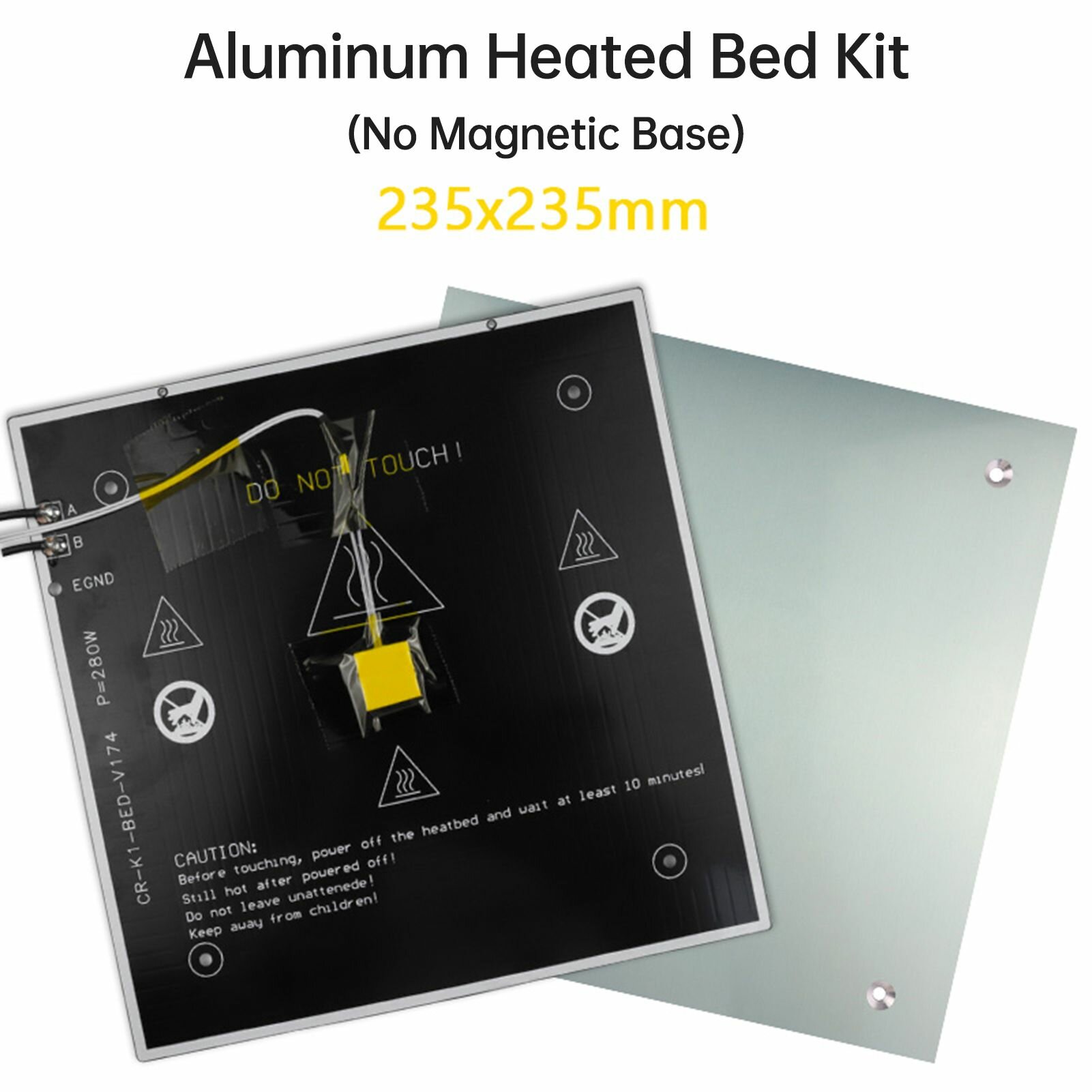 Печатная платформа для 3D-принтера с подогревом, алюминиевая, совместимая с CREALITY K1/K1C, легко заменяемый предустановленный провод - 235*235 мм (без магнитного основания)