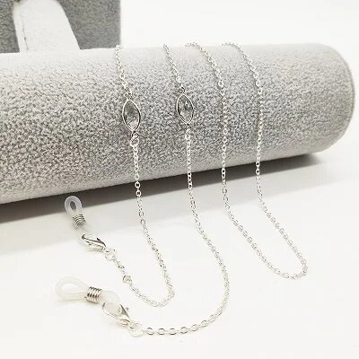 Цепочка для очков silver white с кристаллами
