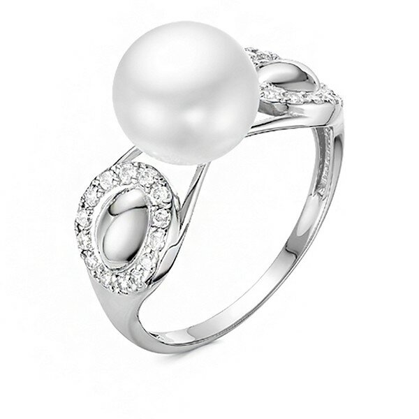 Кольцо JEWELIN, серебро, 925 проба, родирование, жемчуг, фианит