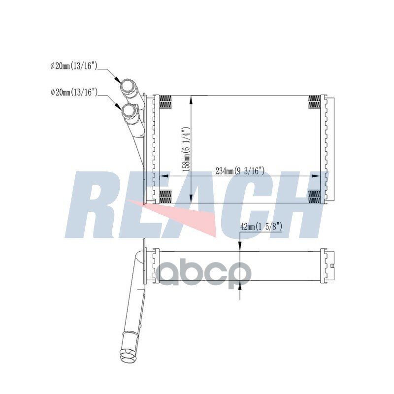 Радиатор отопителя AUDI 80/90 (B4) (91-) S2 1991- REACH арт. 18-15026