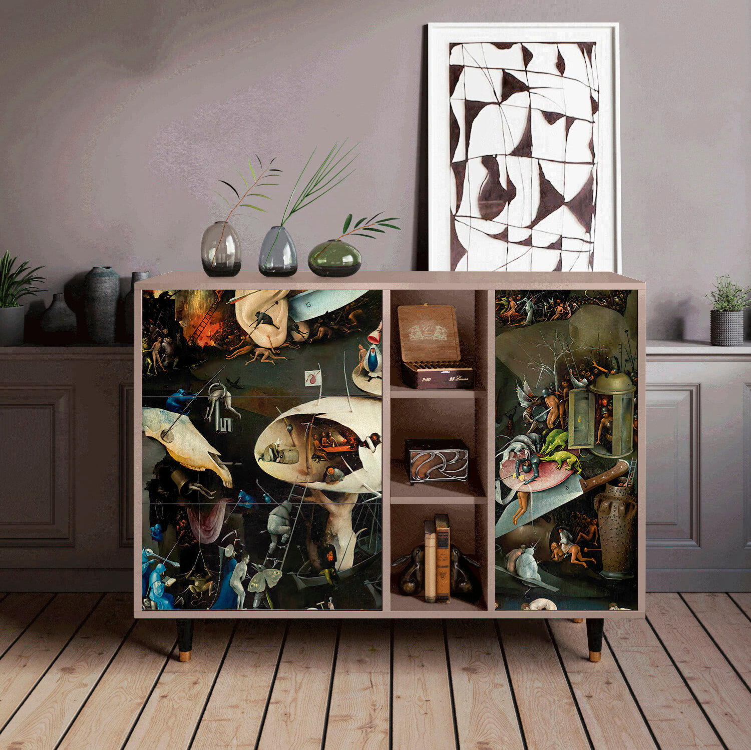 Комод - STORYZ - BS2 The Garden of Earthly Delights by Hieronymus Bosch, Разер - 125 x 97 x 48 см , Цвет корпуса - Бежевый