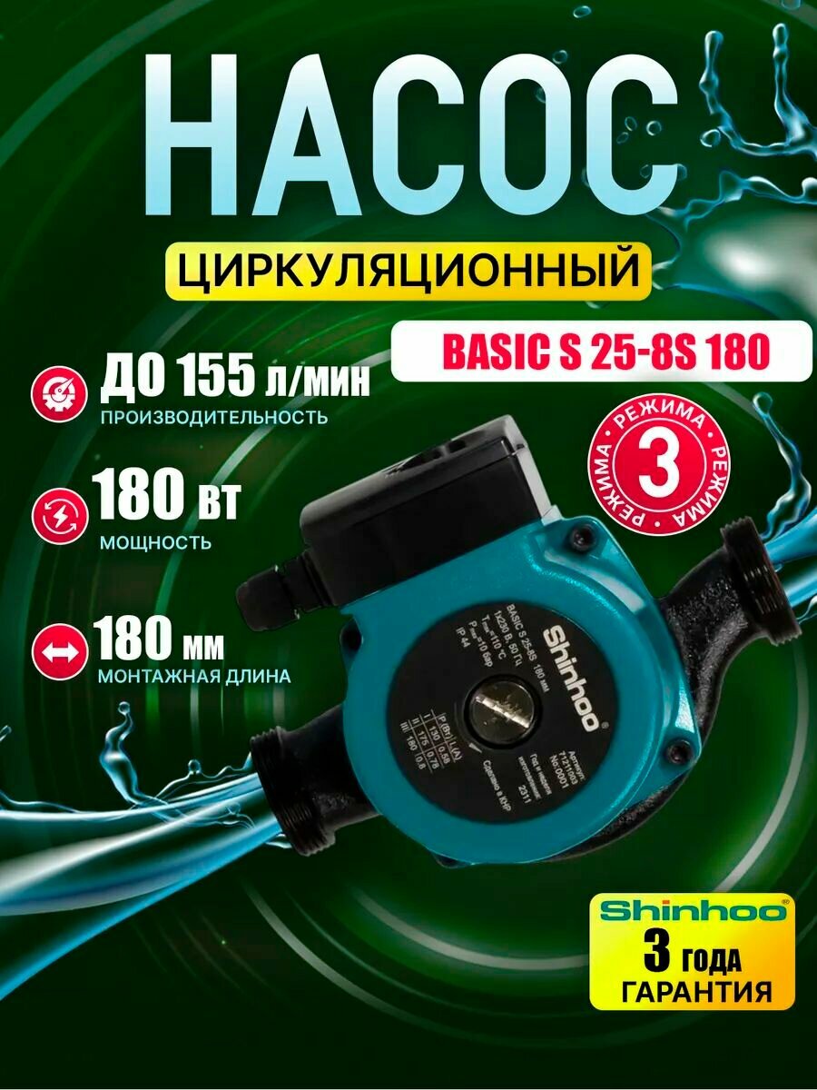 Насос циркуляционный BASIC S 25-8S 180 1x230V
