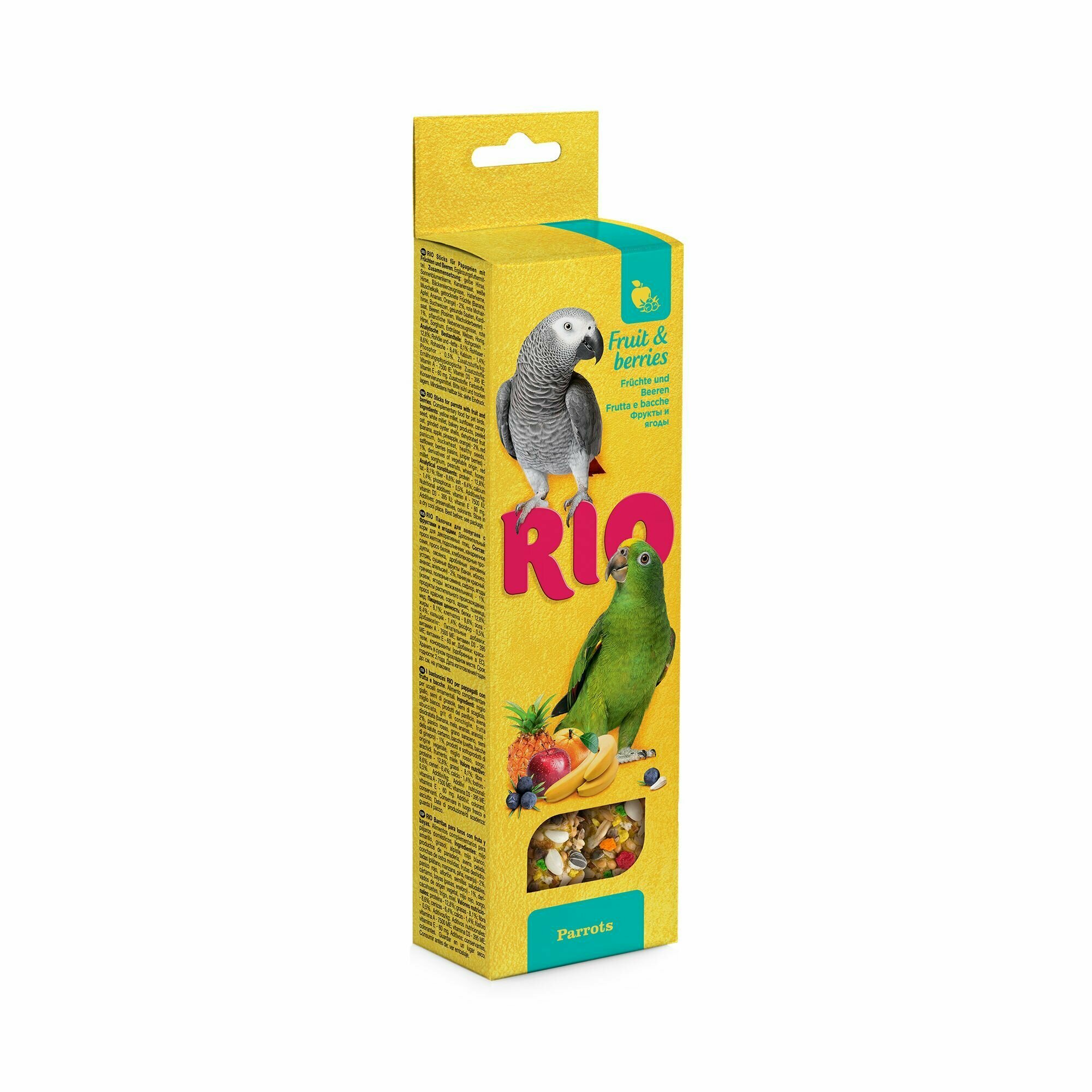 RIO Палочки для попугаев с фруктами и ягодами, 2х90 г * 8 шт