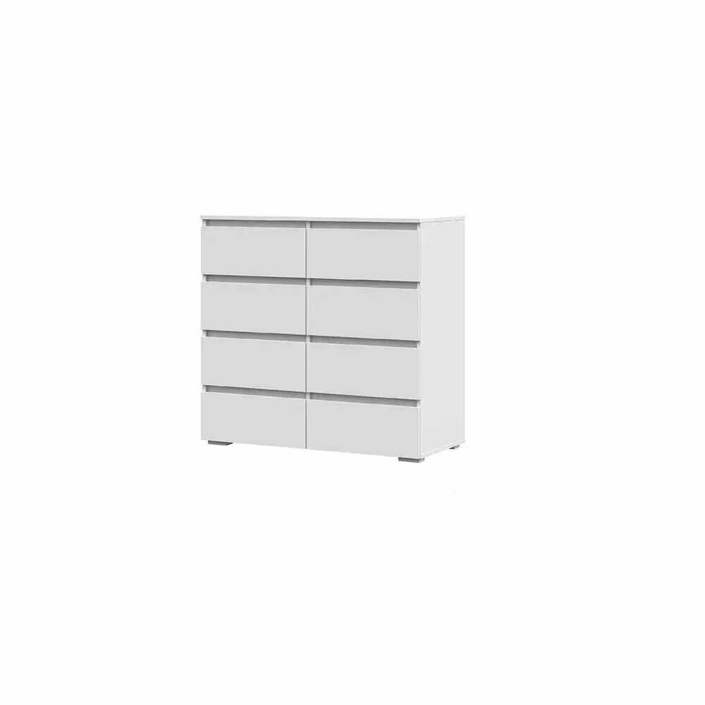 Комод 8 ящиков «Хелен» КМ 04 ЛДСП, без ручек, белый/белый (1000х460х958)