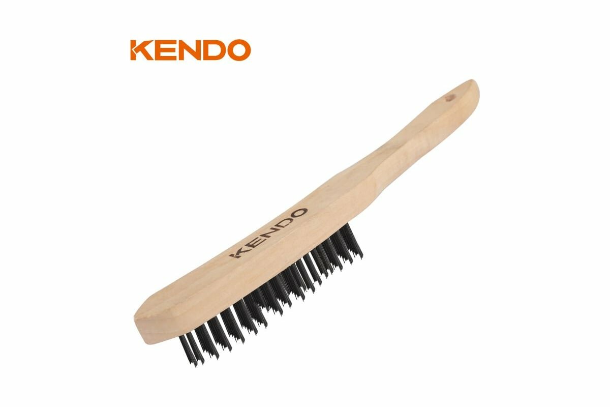 Корщетка из оцинкованной стали с деревянной ручкой KENDO 5-рядная 31503